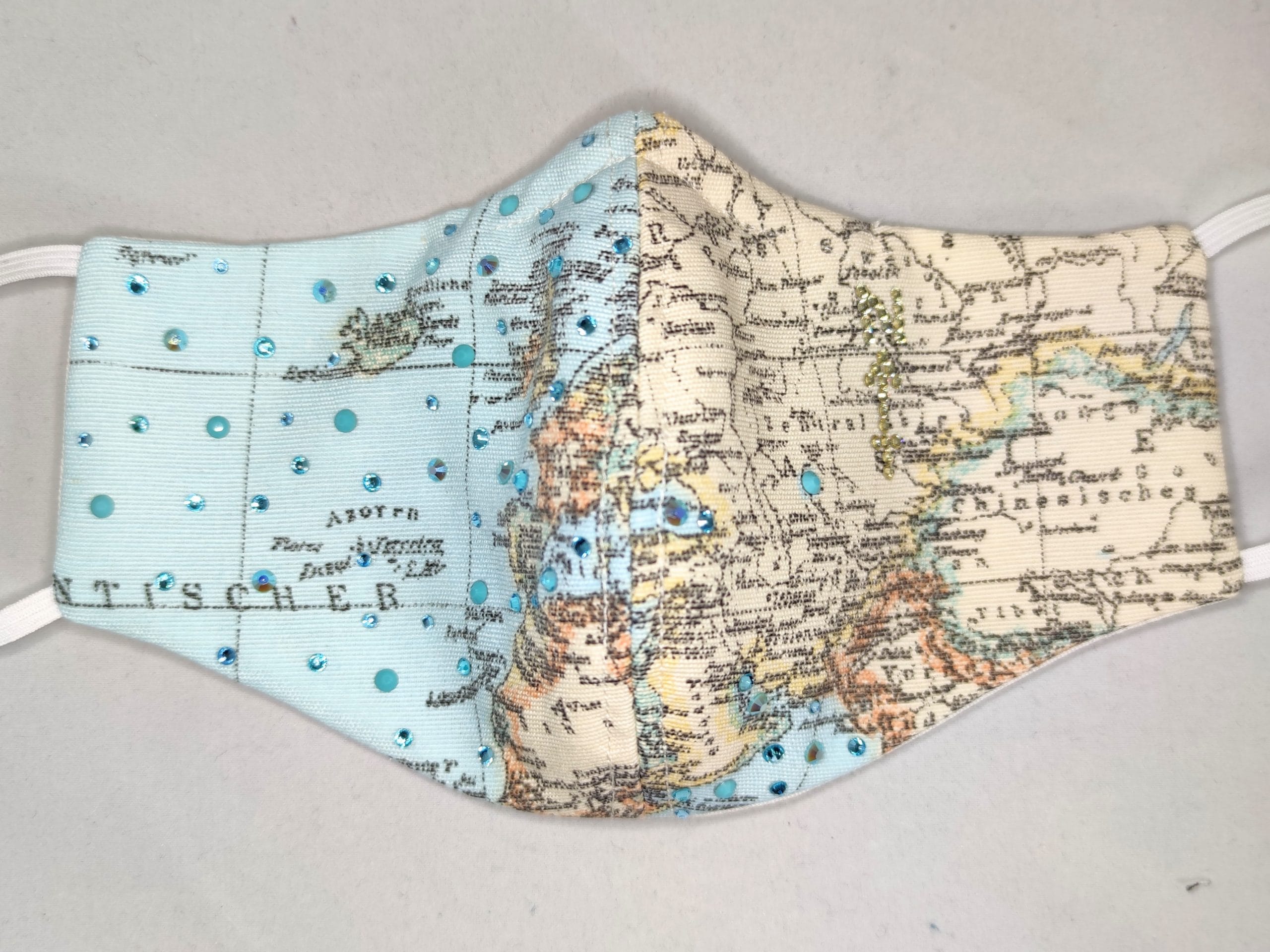 World Map Face Mask - Rhinestone Cowboy