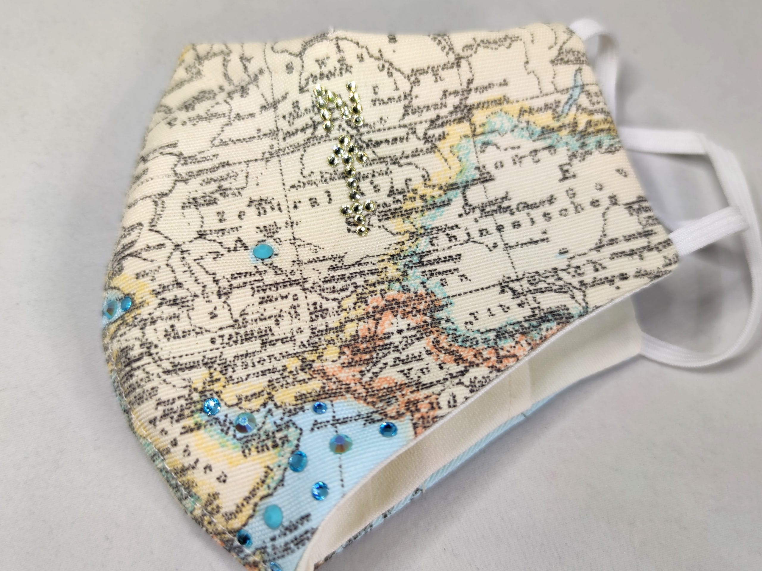World Map Face Mask - Rhinestone Cowboy